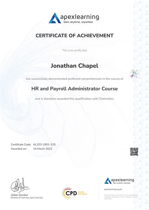 Certificate Apex Learning