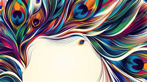 Vibrant Peacock Feather Abstract Art With Colorful Swirls And Patterns