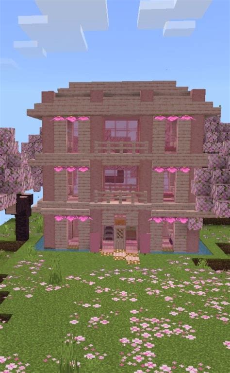 An Image Of A Pink House In Minecraft