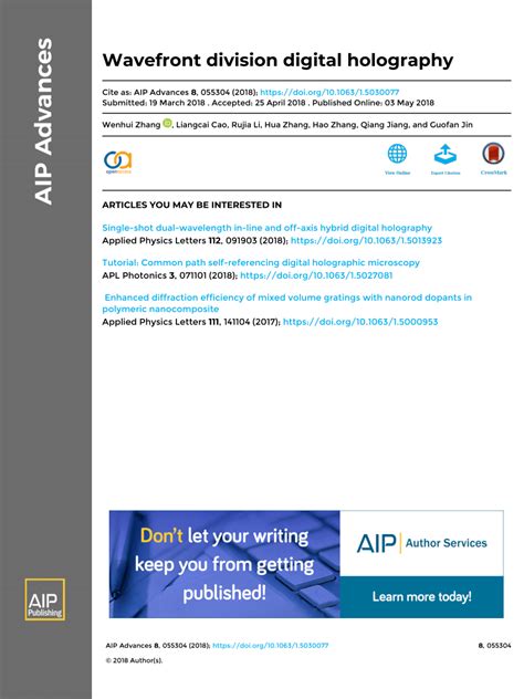 Pdf Wavefront Division Digital Holography