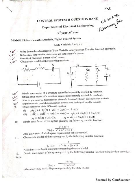 Linear Control System Question Bank Pdf