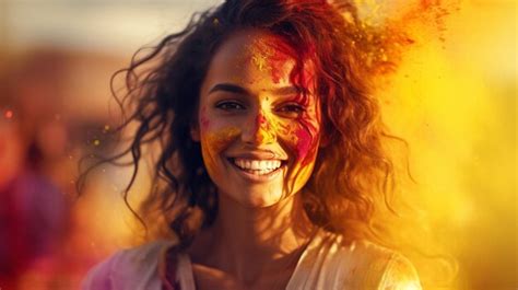 Premium Photo Beautiful Women Are Lively Around Playing Holi Ai