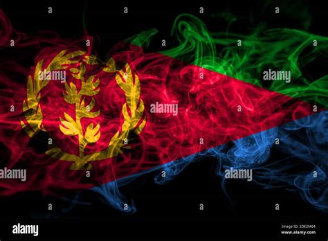 Eritrea Eritrean Smoke Flag Isolated On Black Background Stock Photo Alamy