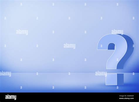 Abstract Light Blue Minimalist 3d Rendered Question Mark Sign Backdrop With Empty Space Stock