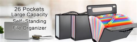 Uquelic Document Organiser With 26 Compartments A4 Accordion File Storage Administrative Paper