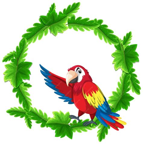 Premium Vector Round Green Leaves Banner Template With A Parrot Bird