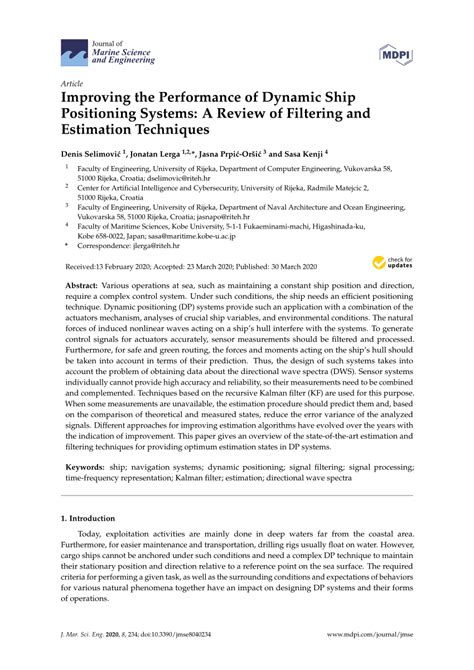 Pdf Improving The Performance Of Dynamic Ship Positioning Systems A