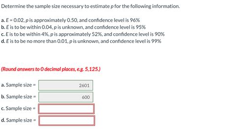 Solved Determine The Sample Size Necessary To Estimate P