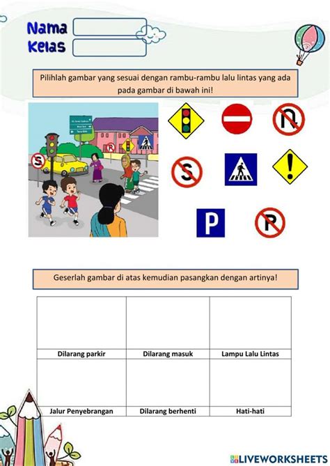 Rambu Rambu Lalu Lintas Online Worksheet For 3 You Can Do The