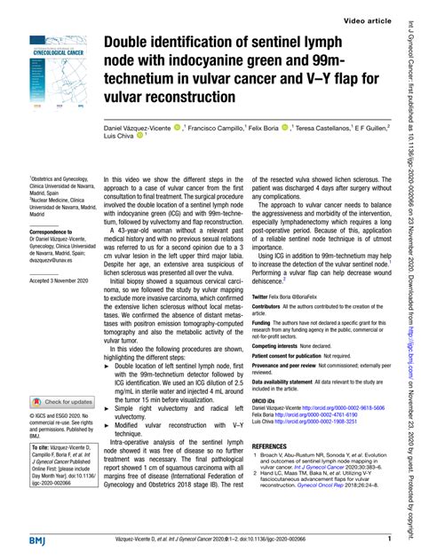 Pdf Double Identification Of Sentinel Lymph Node With Indocyanine Green And 99m Technetium In