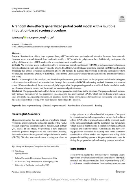 A Random Item Effects Generalized Partial Credit Model With A Multiple