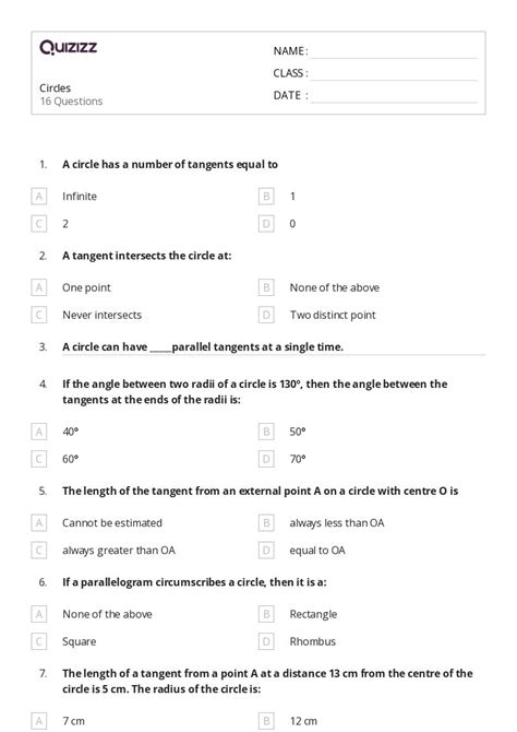 50 Circles Worksheets For 10th Class On Quizizz Free And Printable