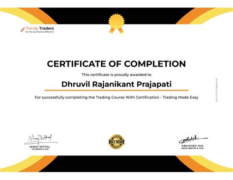 dhruvil rajanikant prajapati successfully completed trading made easy