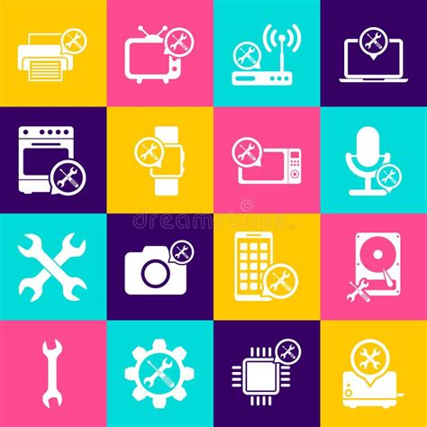 Set Toaster Service Hard Disk Drive Microphone Router Wi Fi