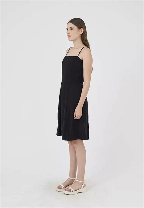 Buy Mossimo Mossimo Kaitlyn Black Square Neck Midi Empire Dress 2024