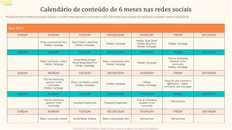 Os 10 principais modelos de calendário de conteúdo de mídia social