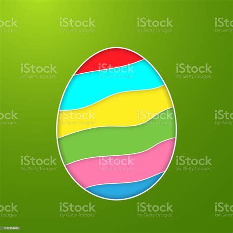 녹색 배경에 컬러 종이 부활절 달걀과 함께 행복 한 부활절 인사말 카드 벡터 일러스트 3차원 형태에 대한 스톡 벡터 아트 및 기타 이미지 3차원 형태 개념 개념과