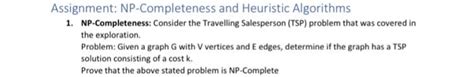 Solved Assignment Np Completeness And Heuristic Algorithms