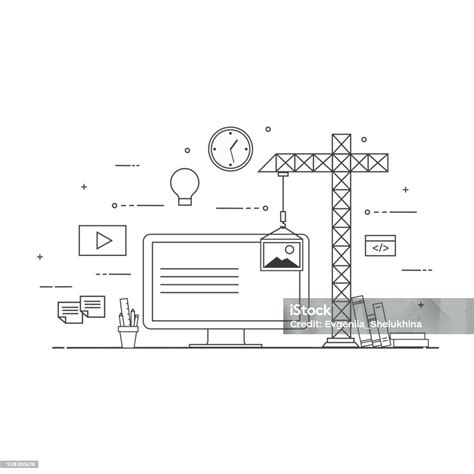 평면 모바일 Ui Ux 디자인 웹 Infographic 개념 벡터입니다 화면에 크레인 만드는 인터페이스 사용자 인터페이스 경험 유용성 형상 와이어 프레임 개발 개념 흑인과