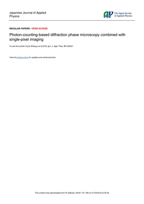 Pdf Photon Counting Based Diffraction Phase Microscopy Combined With Single Pixel Imaging