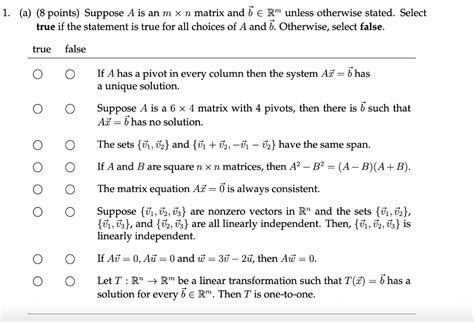 Solved A Points Suppose A Is An Mn Matrix And BRm Chegg