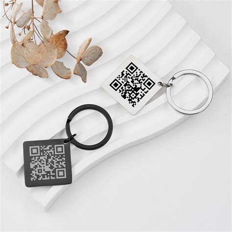 Personalised Qr Code Keychain Metal Custom Text Keychain Personalised