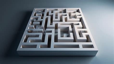an abstract representation of innovation with a minimalist maze on a clean background premium