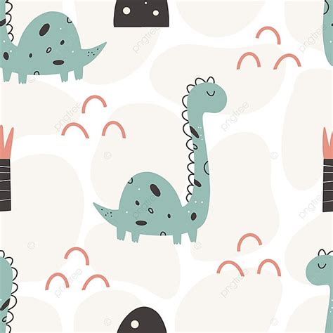 귀여운 공룡 패턴 손으로 그린 유치한 공룡 원활한 패턴 디자인 그래픽 재미있는 벡터 배경 일러스트 및 사진 무료 다운로드 Pngtree