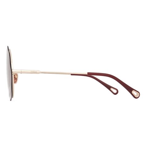 Chloé Honoré Sunglasses In Metal Gold Gradient Burgundy Chloé
