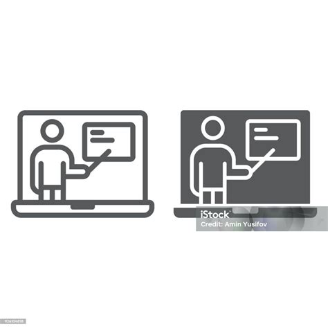 거리 교육 선 및 문자 모양 아이콘 전자 학습 및 교육 온라인 교육 로그인 벡터 그래픽 흰색 배경 Eps 10에 선형 패턴 개념에 대한 스톡 벡터 아트 및 기타 이미지