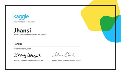 Jhansi Completed The Pandas Course On Kaggle
