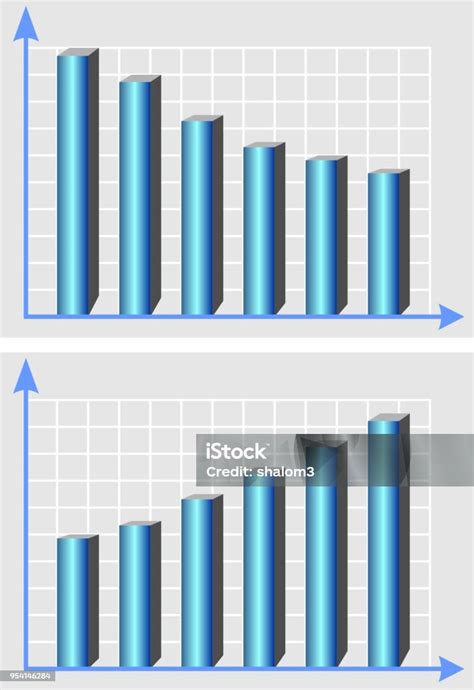 설명 차트 금속 파랑 3d 열 상승 추세 곡선 Infographic 요소 오름차순과 내림차순 그래프 템플릿 0명에 대한 스톡