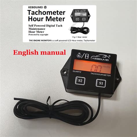 Backlit English Digital Engine Tach Hour Meter Tachometer Gauge Engine