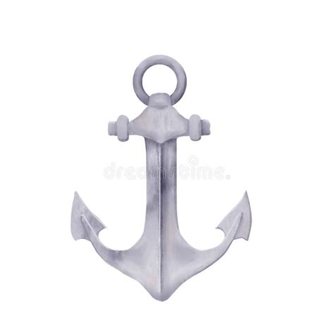 Ship S Metal Anchor Watercolor Illustration An Antique Sea Anchor