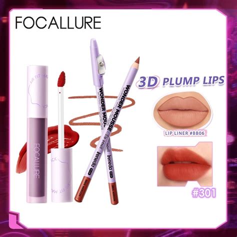 FOCALLURE 2 Pcs Lips Makeup Set Airy Matte Lip Tint Long Lasting