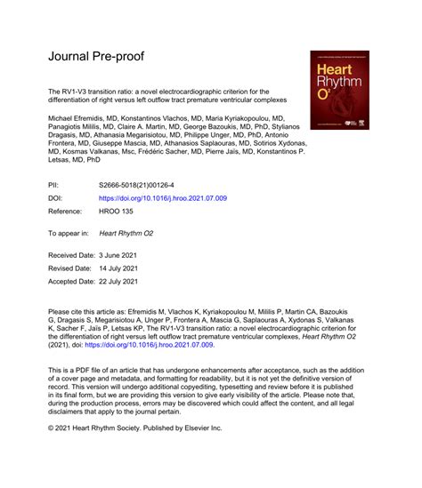Pdf The Rv1 V3 Transition Ratio A Novel Electrocardiographic Criterion For The