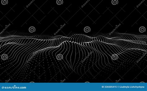 Dynamic Wave On An Abstract Dark Background Futuristic Dot Picture 3d Rendering Seamless Loop
