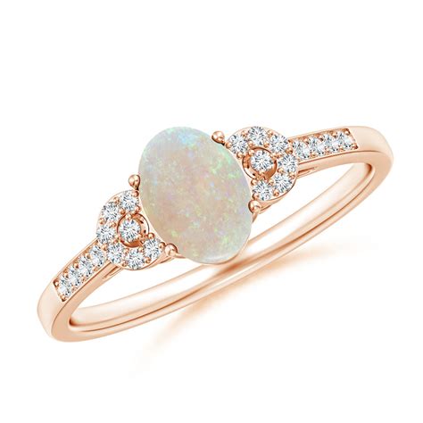 Angara Solitaire Oval Opal Cathedral Ring With Diamond Accents Ebay