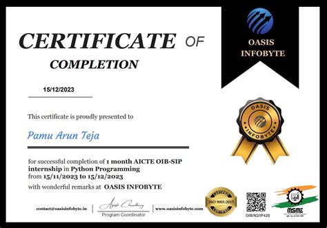 Arun Teja On Linkedin Pythonprogramming Internshipcompletion