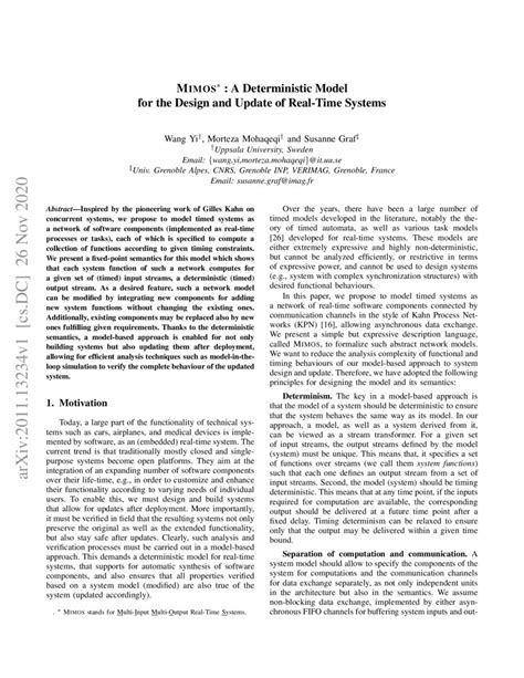 mimos a deterministic model for the design and update of real time