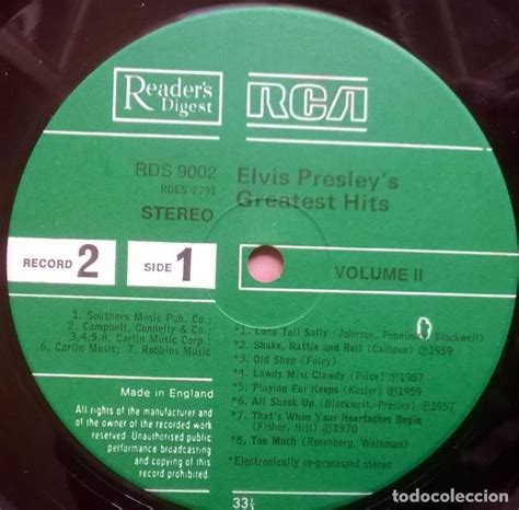 Elvis Presley Greatest Hits Readers Digest Comprar Discos Lp