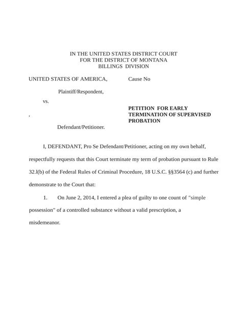 Motion For Early Termination Of Probation Template Web The Process For Filing A Motion For