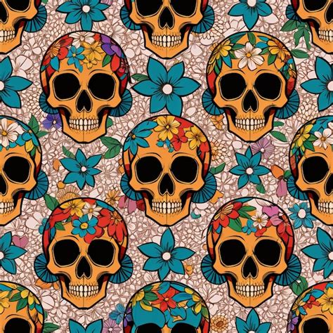 Premium Photo A Seamless Pattern Of Skulls