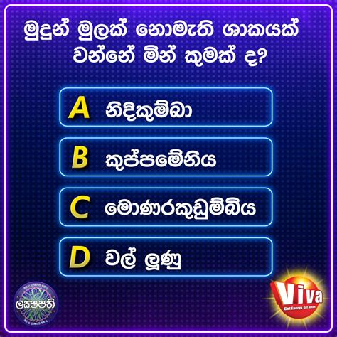 මුදුන් මුලක් නොමැති ශාකයක් වන්නේ මින් Sirasa Lakshapathi