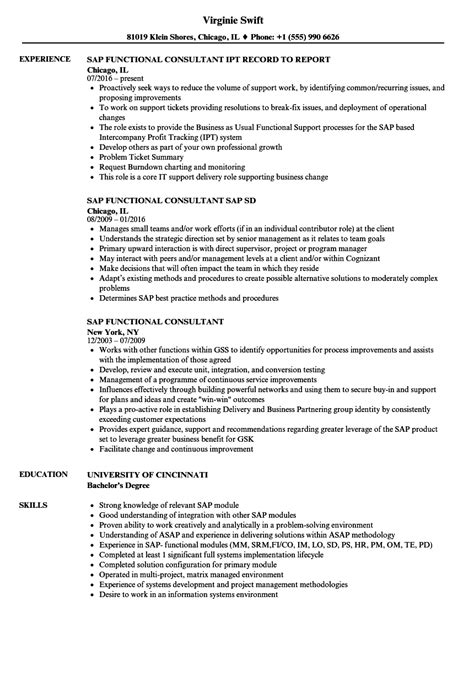 Sap Functional Consultant Resume Samples Velvet Jobs