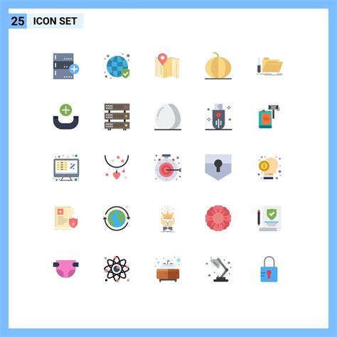 Group Of 25 Modern Flat Colors Set For Vegetable Plant Verified Nature Hotel Editable Vector