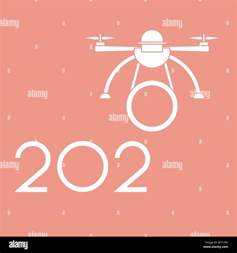 Happy New Year Vector Illustration With Drone Transfers Numbers 2020
