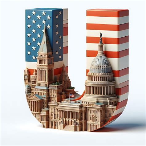 Premium Ai Image 3d Realistic Letter Of Usa Capital City Of Buildings