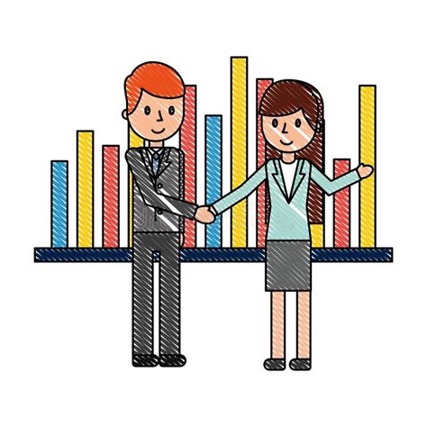 Businessman And Businesswoman Statistics Diagram Report Stock Illustration Illustration Of