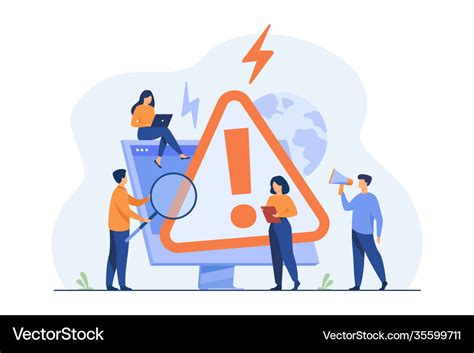 Tiny People Examining Operating System Error Vector Image